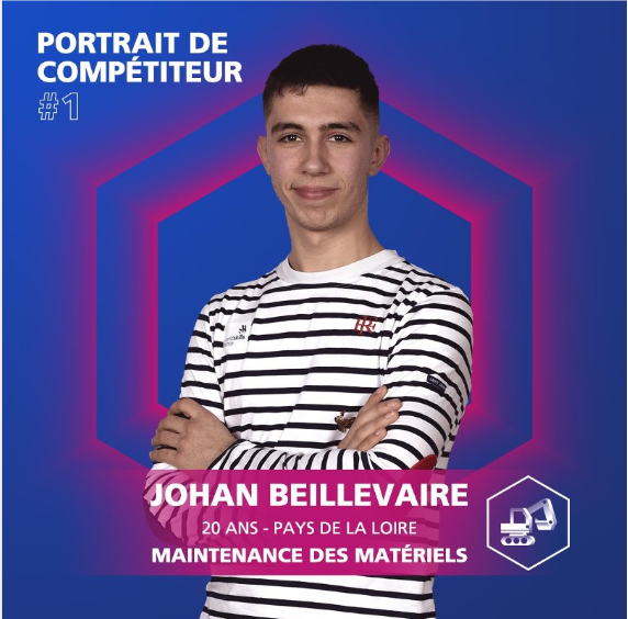 Portrait de Johan BEILLEVAIRE, apprenti au GRETA-CFA 49, compétiteur WorldSkills Lyon 2024 pour ...